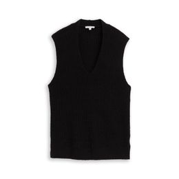 Tom Tailor Damen Pullunder mit V-Ausschnitt, schwarz, Uni, Gr. XS