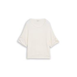 Tom Tailor Damen T-Shirt mit Turn-Up-Funktion, wei&szlig;, Uni, Gr. XXL