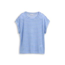 Tom Tailor Denim Damen T-Shirt mit Streifenmuster, blau, Gestreift, Gr. S
