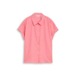Tom Tailor Damen Loose Fit Bluse mit Leinenanteil, rosa, Uni, Gr. 38