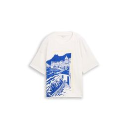 Tom Tailor Damen T-Shirt mit Print, wei&szlig;, Uni, Gr. XXL