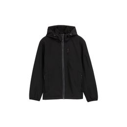 Tom Tailor Herren Softshell Jacke mit Kapuze, schwarz, Uni, Gr. M