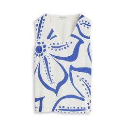 Tom Tailor Damen Top mit Blumenmuster, wei&szlig;, Uni, Gr. XXL