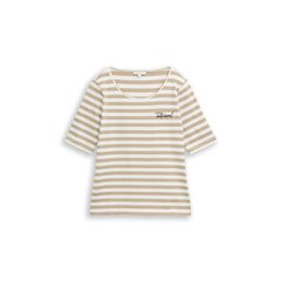 Tom Tailor Damen T-Shirt mit Stickerei, gr&uuml;n, Gestreift, Gr. XXL