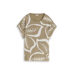 Tom Tailor Damen T-Shirt im Material-Mix, gr&uuml;n, Uni, Gr. XXL