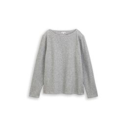 Tom Tailor Damen Soft-Touch Sweatshirt mit Knopf-Details, grau, Meliert, Gr. XXL