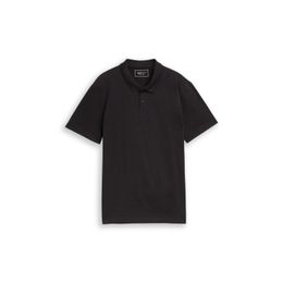Tom Tailor Denim Herren Jersey Poloshirt aus Baumwolle, schwarz, Uni, Gr. XXL