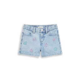 Tom Tailor M&auml;dchen Jeans Shorts mit Stickerei, blau, Uni, Gr. 134