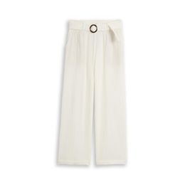 Tom Tailor Damen Musselin Wide Leg Hose mit G&uuml;rtel, wei&szlig;, Uni, Gr. 38/32