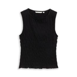 Tom Tailor Denim Damen Smock Top mit Stretch, schwarz, Uni, Gr. XL