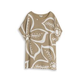 Tom Tailor Damen Plus Size - T-Shirt im Material-Mix, gr&uuml;n, Gebl&uuml;mt, Gr. 46