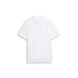 Tom Tailor Denim Herren Jersey Poloshirt aus Baumwolle, wei&szlig;, Uni, Gr. XXL