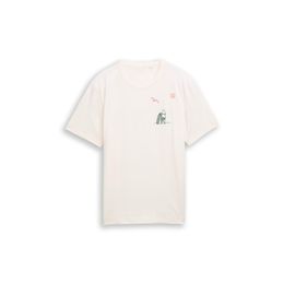 Tom Tailor Herren T-Shirt mit Stickereien, braun, Uni, Gr. XXL
