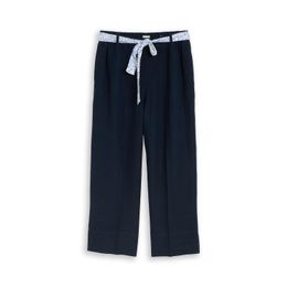 Tom Tailor Damen Culotte Hose mit Leinenanteil, blau, Uni, Gr. 44/28