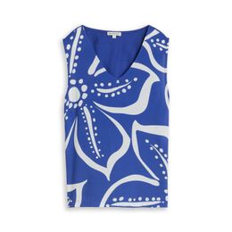 Tom Tailor Damen Top mit Blumenmuster, blau, Uni, Gr. XXL