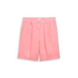 Tom Tailor Damen Loose Fit Bermuda Shorts mit Leinenanteil, rosa, Uni, Gr. 36