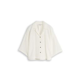 Tom Tailor Damen Oversize Musselin Bluse aus Baumwolle, wei&szlig;, Uni, Gr. 38