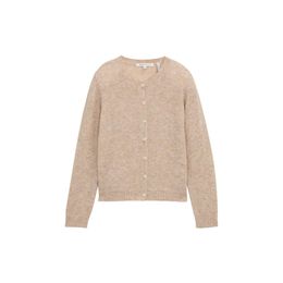 Tom Tailor Denim Damen Cardigan mit Rundhalsausschnitt, braun, Meliert, Gr. L