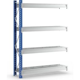 Manorga Schwerlast-Gro&szlig;fachregal mit Drahtgitterauflagen, Rahmenfarbe Blau, HxBxT 2996 x 2330 x 600 mm, Anbauregal