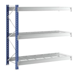 Manorga Schwerlast-Gro&szlig;fachregal mit Drahtgitterauflagen, Rahmenfarbe Blau, HxBxT 2496 x 2780 x 1000 mm, Anbauregal