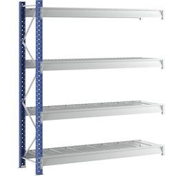 Manorga Schwerlast-Gro&szlig;fachregal mit Drahtgitterauflagen, Rahmenfarbe Blau, HxBxT 2996 x 2780 x 800 mm, Anbauregal