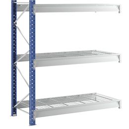 Manorga Schwerlast-Gro&szlig;fachregal mit Drahtgitterauflagen, Rahmenfarbe Blau, HxBxT 2496 x 2330 x 1000 mm, Anbauregal