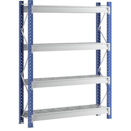 Manorga Schwerlast-Gro&szlig;fachregal mit Drahtgitterauflagen, Rahmenfarbe Blau, HxBxT 2996 x 2410 x 600 mm, Grundregal