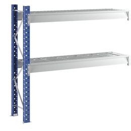 Manorga Schwerlast-Gro&szlig;fachregal mit Drahtgitterauflagen, Rahmenfarbe Blau, HxBxT 1996 x 2330 x 600 mm, Anbauregal