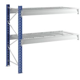 Manorga Schwerlast-Gro&szlig;fachregal mit Drahtgitterauflagen, Rahmenfarbe Blau, HxBxT 1996 x 2330 x 1000 mm, Anbauregal