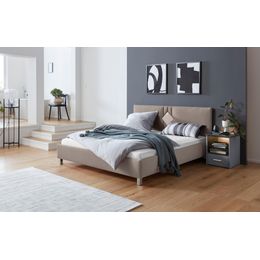 Polsterbett, beige (dunkelbeige), B:190cm H:98cm L:210cm, Bezug Bett: 100% Polyester;Bonnell-Federkernmatratze: 51% Polypropylen, 39% Polyester, 10% Baumwolle;Kaltschaummatratze: 100% Polyester, Bezug abnehm- und waschbar bis 60C, Westfalia Schlafkomfort, Betten, Polsterbett