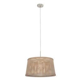 Eglo H&auml;ngeleuchte "SENDERO Pendellampe, Stahl und Holz, E27, IP20, Wohnzimmerlampe, Lampe", beige (nickel, matt ahorn), 1, &Oslash; 45cm H: 130cm, 1 Stk., Leuchten, H&auml;ngeleuchte, H130 x &Oslash;45 cm, nickel-matt, 1X60W exkl., H&auml;ngeleuchte