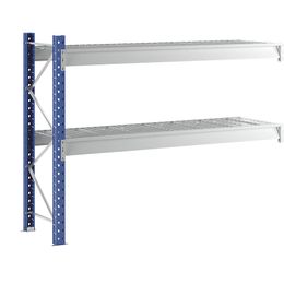 Manorga Schwerlast-Gro&szlig;fachregal mit Drahtgitterauflagen, Rahmenfarbe Blau, HxBxT 1996 x 2780 x 800 mm, Anbauregal