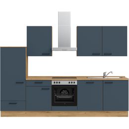 K&uuml;chenzeile Nobilia "Easytouch I", NEU: individuell anpassbar mit gratis Profi-Beratung", blau (k&uuml;che: blau, korpus: eiche sierra nachbildung, arbeitsplatte: eiche sierra nachbildung), B:300,3cm H:216,6cm T:60cm, Komplettk&uuml;chen-Sets, K&uuml;chenzeile, vormontiert, Breite 300 cm, Ausrichtung w&auml;hlbar, wahlw. mit E-Ger&auml;ten