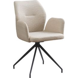Esszimmerstuhl Salesfever "Taormina Armlehnstuhl", schwarz (beige schwarz, schwarz), B:59cm H:88cm T:58cm, Metall, Polyester, St&uuml;hle, Esszimmerstuhl, Esszimmersessel mit 180 Drehfunktion