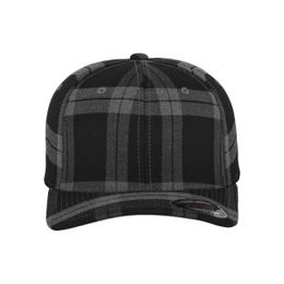 Flex Cap Flexfit "Flexfit Unisex Flexfit Tartan Plaid", Gr. L/XL, schwarz, grau, 64% Polyester, 34% Viskose, 2% Elasthan, Caps