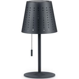 Paco Home Tischleuchte "LARA", grau, &Oslash; 14cm H: 30cm, Leuchten, Outdoor LED Akku Metall Aufladbar Zugschalter Kabellos, Tischleuchte