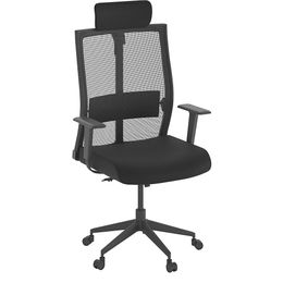 B&uuml;rostuhl AERO, mit Armlehnen, schwarz, mit Kopfst&uuml;tze kaiserkraft