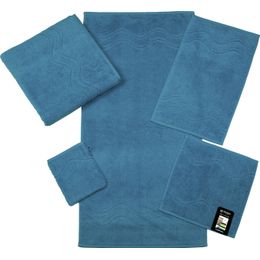 Waschhandschuh Ross "Cashmere feeling", blau (petrol), B:16cm L:22cm, Frottier, Baumwolle, Handt&uuml;cher, mit Wellen-Bord&uuml;re