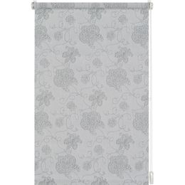 Seitenzugrollo Gardinia "EASYFIX Rollo Dekor Stickerei" Gr. 5, silber (silberfarben), B:120cm H:150cm, Polyester, Rollos, Seitenzugrollo, mit Stickerei Motiv