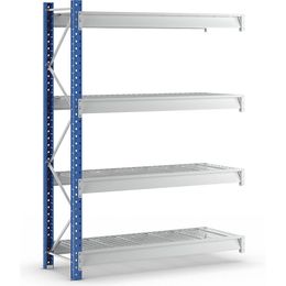 Manorga Schwerlast-Gro&szlig;fachregal mit Drahtgitterauflagen, Rahmenfarbe Blau, HxBxT 2996 x 2330 x 800 mm, Anbauregal