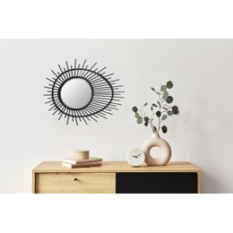 Wandspiegel Kayoom "Rattan Spiegel Aina 125", schwarz, B:58cm H:47cm, Spiegelglas, Spiegel, Wandspiegel