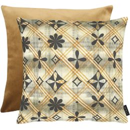 Dekokissen Apelt "Liz" Gr. 1, braun (braun, gemustert), B:46cm L:46cm, Bezug: 100% Polyester, Dekokissen_Sitzkissen_Kissenh&uuml;llen, Wendekissenh&uuml;lle ohne F&uuml;llung