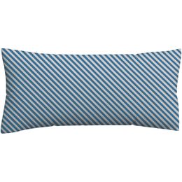 Kissenbezug Schlafgut "Premium Kissenbezug Woven Fade Satin (1 St)", blau (grau light, blau mid), B:40cm L:80cm, Mako-Satin, Obermaterial: 100% Baumwolle, Kissenbez&uuml;ge, Kissenbezug, Ton-in-Ton Rei&szlig;verschluss, Fadendichte von 300tc, Streifen, OEKO Tex