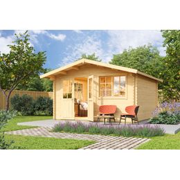 Gartenhaus Lasita Maja "Norderney 3", beige (naturbelassen), Fu&szlig;boden im Gartenhaus, ohne Dacheindeckung, Holzwerkstoff, Gartenh&auml;user, Gartenhaus, Blockbohlenhaus 40 mm