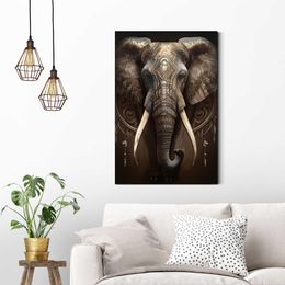 Wandbild Reinders "Decorated Elephant", gold (farbe bild(er): gold), B:60cm H:90cm T:3cm, MDF, Bilder