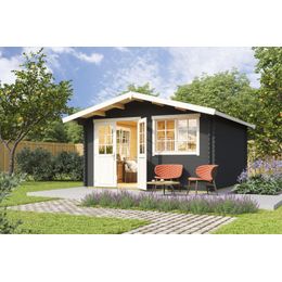 Gartenhaus Lasita Maja "Norderney 3", grau (carbongrau), Fu&szlig;boden im Gartenhaus, ohne Dacheindeckung, Holzwerkstoff, Gartenh&auml;user, Gartenhaus, Blockbohlenhaus 40 mm