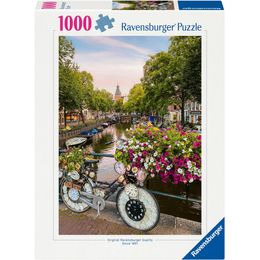 Puzzle Ravensburger "Fahrrad und Blumen in Amsterdam", bunt, Puzzles, KinderB:50cm H:70cm, Pappe, Made in Germany, B:50cm H:70cm
