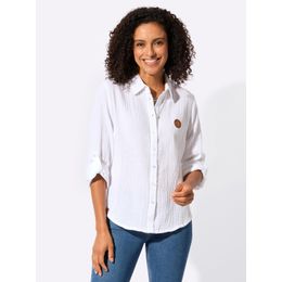 WITT Damen Baumwollbluse mit krempelbaren &Auml;rmeln, wei&szlig;, Gr&ouml;&szlig;e 40