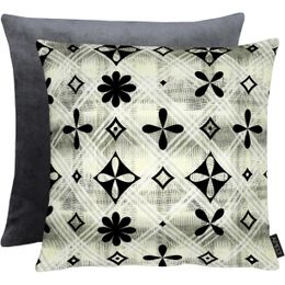 Dekokissen Apelt "Liz" Gr. 1, schwarz (natur, schwarz, gemustert), B:46cm L:46cm, Bezug: 100% Polyester, Dekokissen_Sitzkissen_Kissenh&uuml;llen, Wendekissenh&uuml;lle ohne F&uuml;llung
