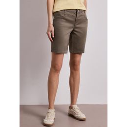 Shorts Street One, Damen, Gr. 34, cold brew braun, Web, 97% Baumwolle, 3% Elasthan, unifarben, comfort fit kurz, Hosen Shorts, in Bermuda-L&auml;nge
